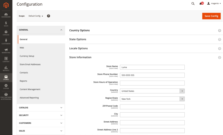 Central Admin Panel Magento Open Source